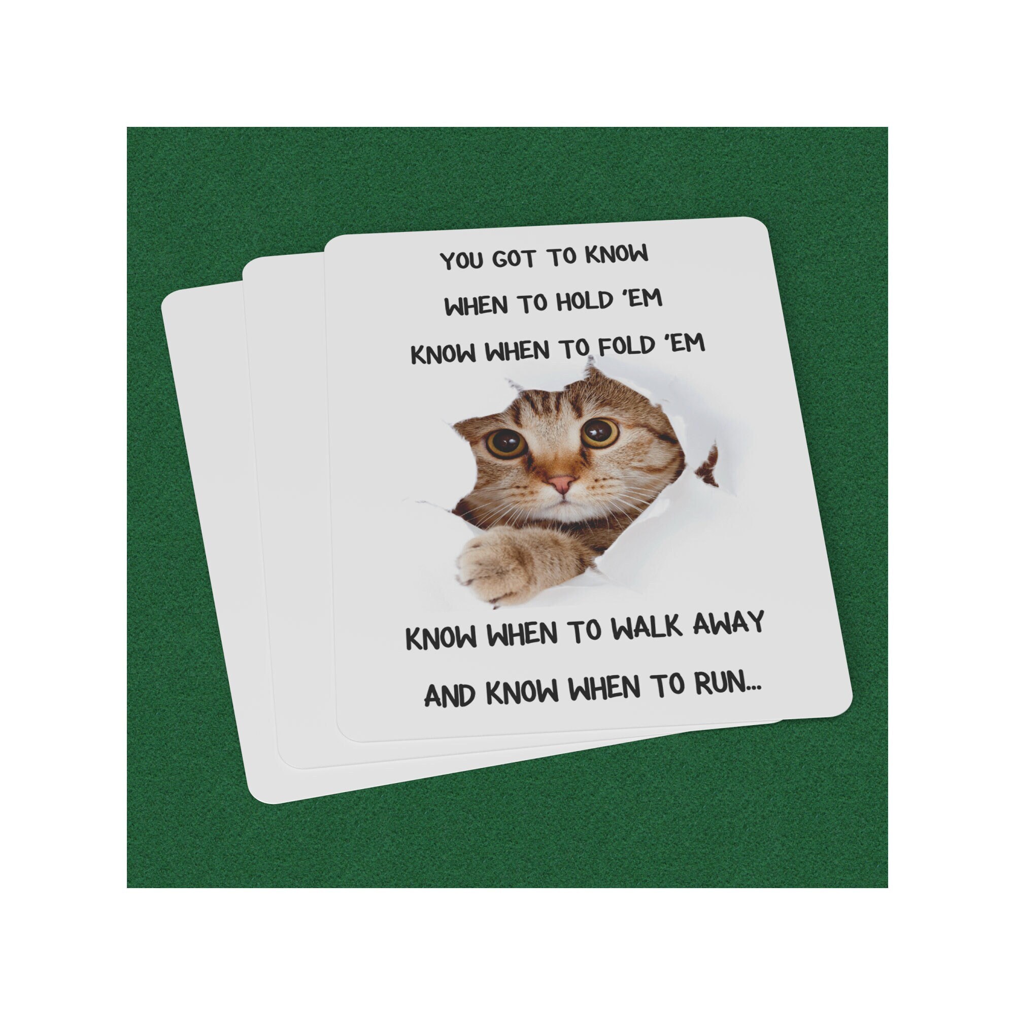 Know When to Fold 'em Know When to Run Funny Cat Playing Card Deck Set ...