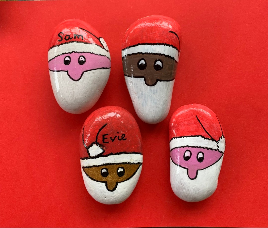 Personalised Father Christmas Pebble Santa Stone Brown or - Etsy
