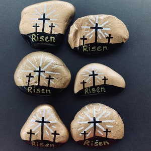 Religious Easter Gift Stone, Hand-painted Resurrection Pebbles, Choose ...