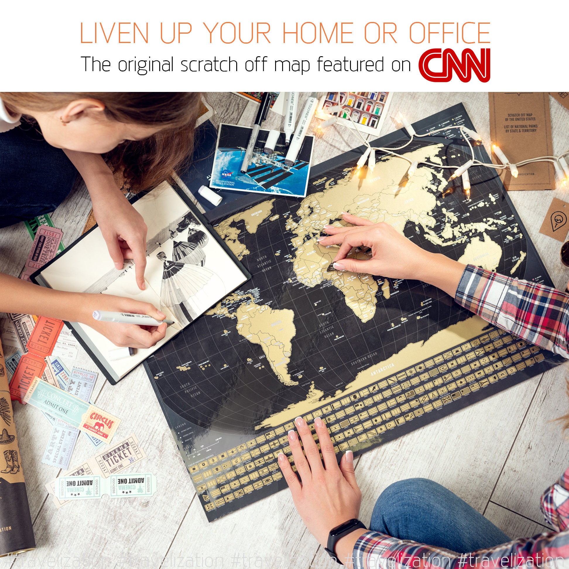 Scratch off Map of the World With Flags 24 X 17 Easy to Frame Scratch ...