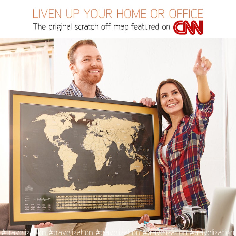 XL Scratch off Map of the World With Flags - 36x24 Easy to Frame ...