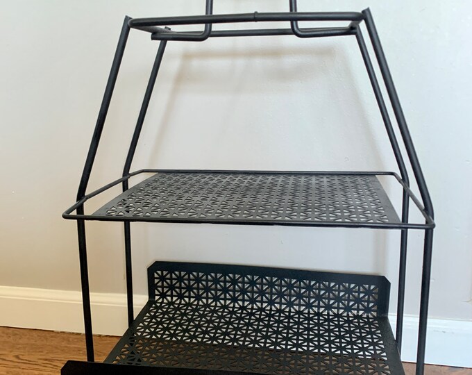 Vintage Black Atomic Era Magazine/smoking Stand /quatrefoil - Etsy