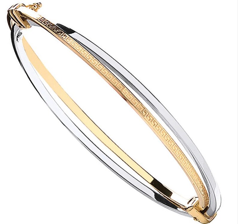 9ct Gold Bangle Bracelet Greek Key Ladies 375 Hallmarked Gift - Etsy