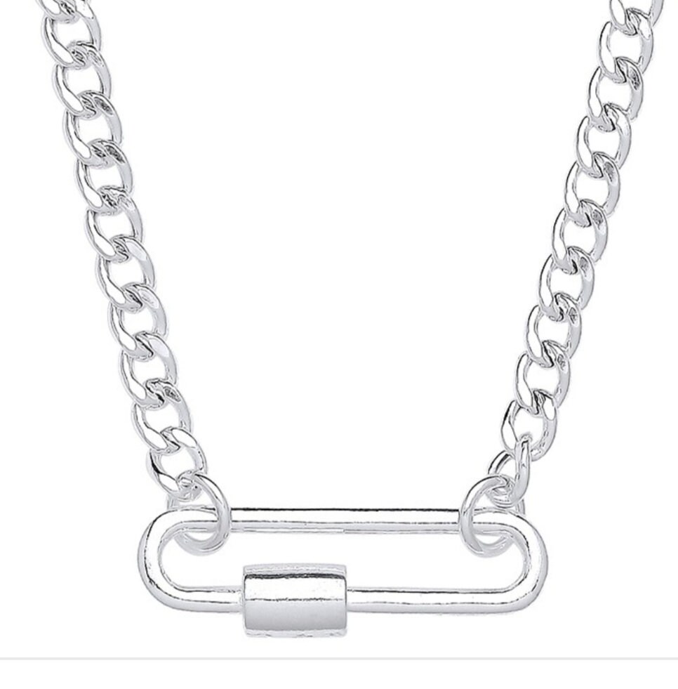 Silver Chain Necklace Paper Link Screw Charm Ladies 925 Gift - Etsy