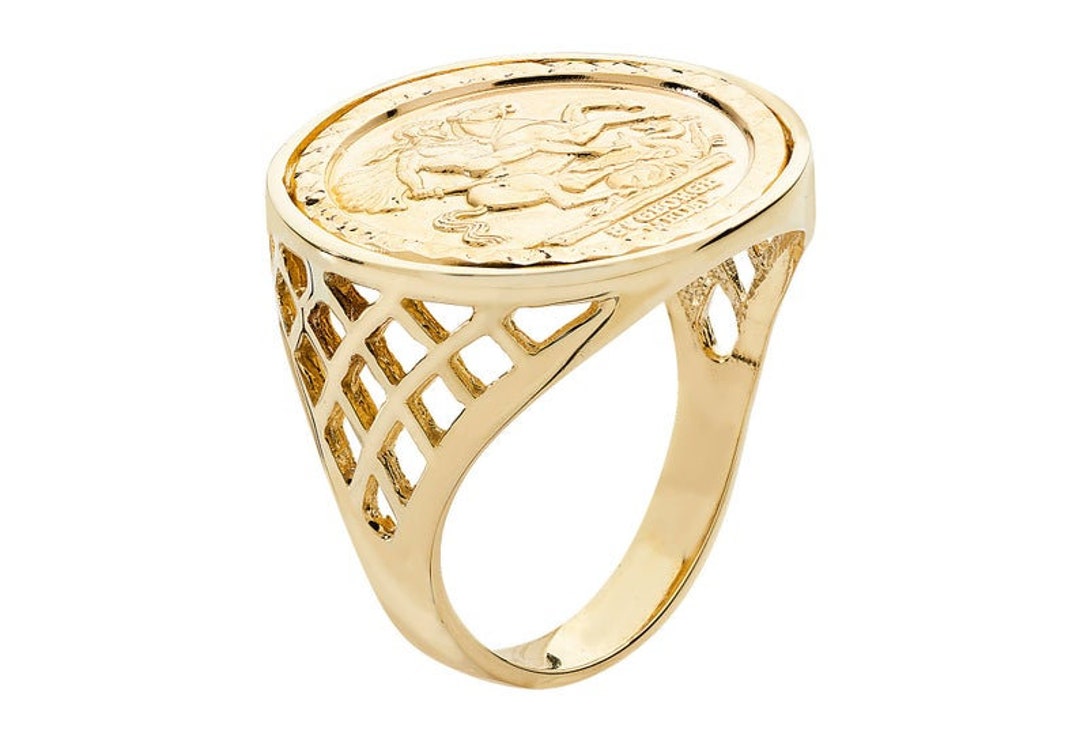 9ct Gold St George Medallion Coin Ring - British Hallmarked - Etsy UK