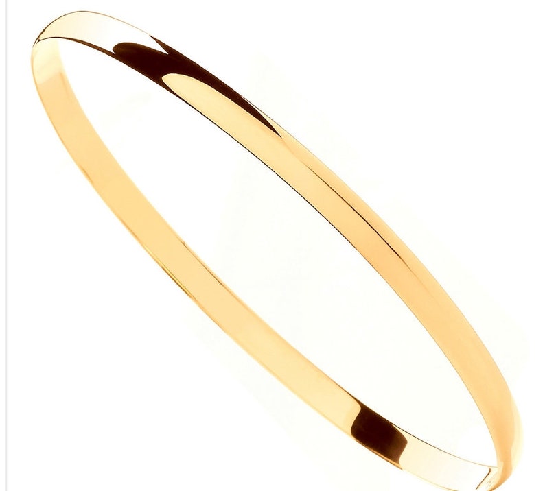 9ct Gold Slave Bangle Plain Soild Bracelet 4mm Ladies 375 Gift Boxed ...