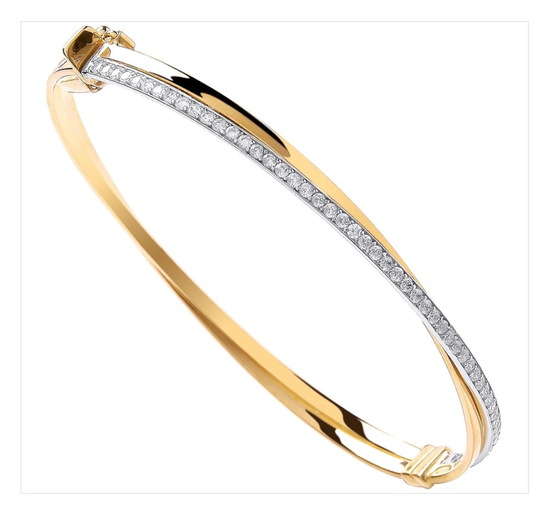 9ct Gold Bangle Bracelet Ladies Cz 375 Hallmarked Gift Boxed - Etsy.de