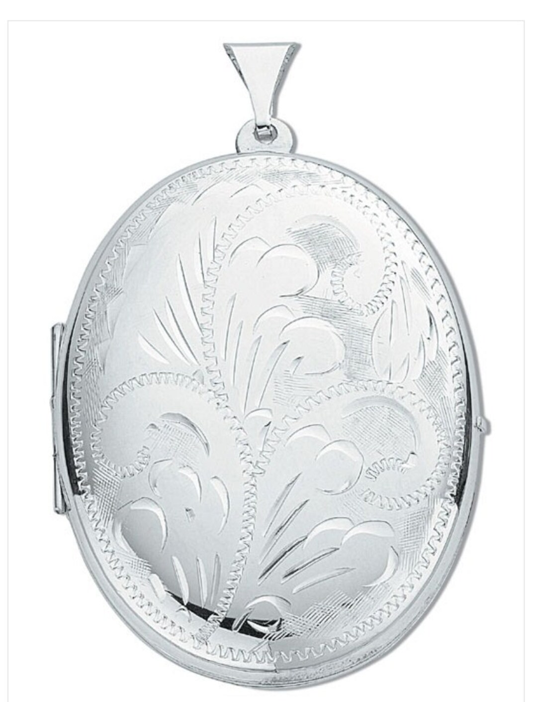 Silver Large Photo Locket Engraved 48 Mm Solid Chain Gift - Etsy