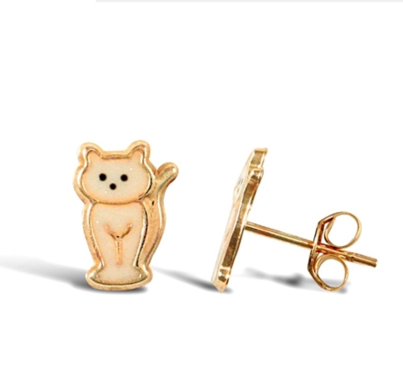 9ct Gold Cat Stud Earrings Ladies Girls Baby Real Gold Gift Boxed - Etsy.de