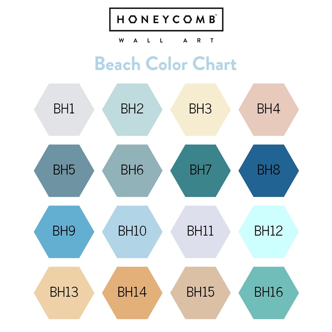 Beach Colour Chart Removable Hexagon Wall Art - Etsy