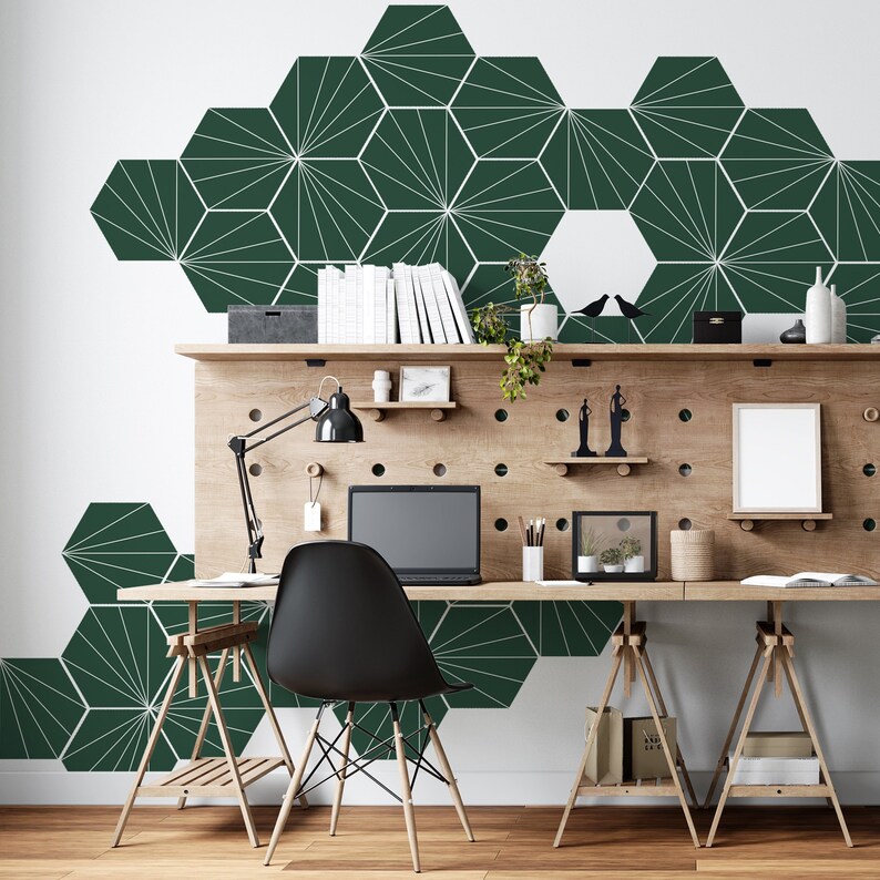 Geometric Tile Sticker Customise Your Colour Hexagon Wall - Etsy