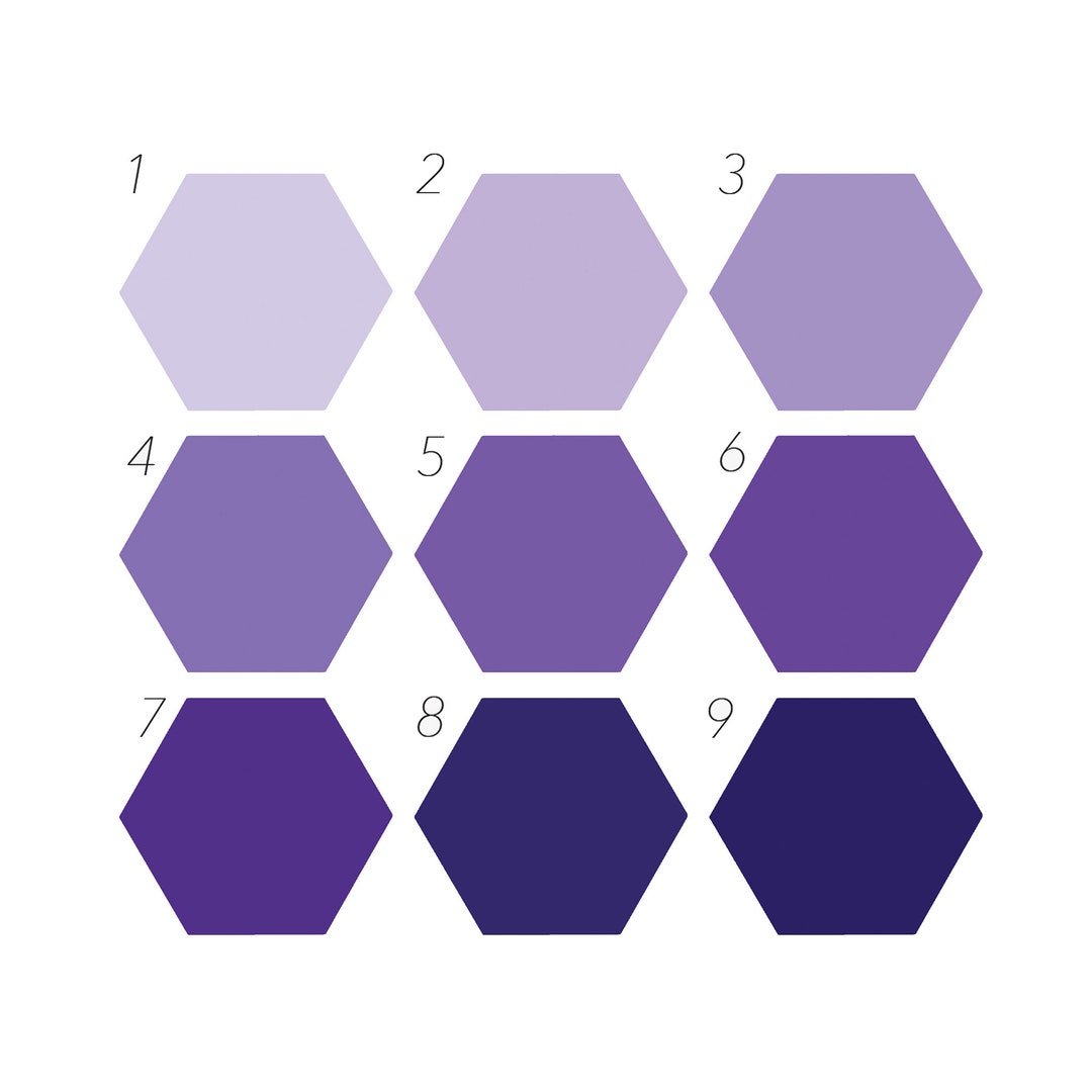 PURPLE COLOR CHART 2 Removable Wall Decal Hexagon Wall Art - Etsy