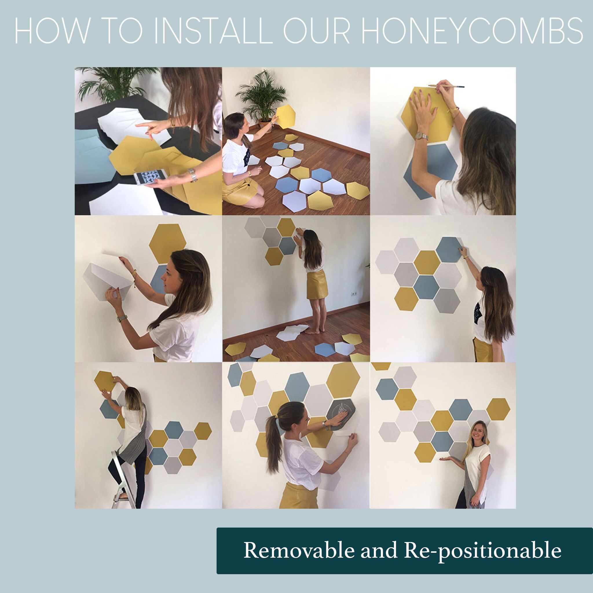 Geometric Tile Sticker Customise Your Colour Hexagon Wall - Etsy