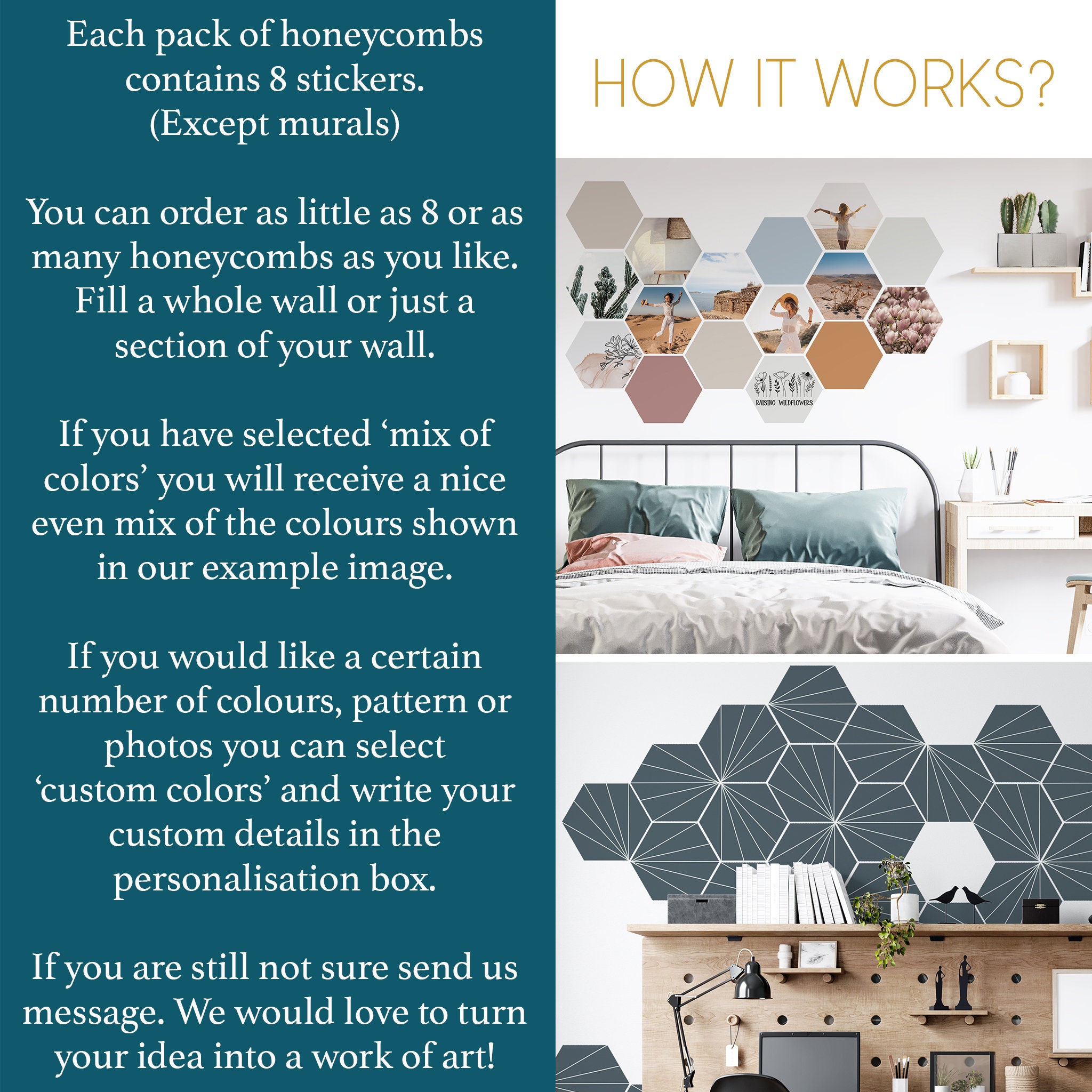 Geometric Tile Sticker Customise Your Colour Hexagon Wall - Etsy