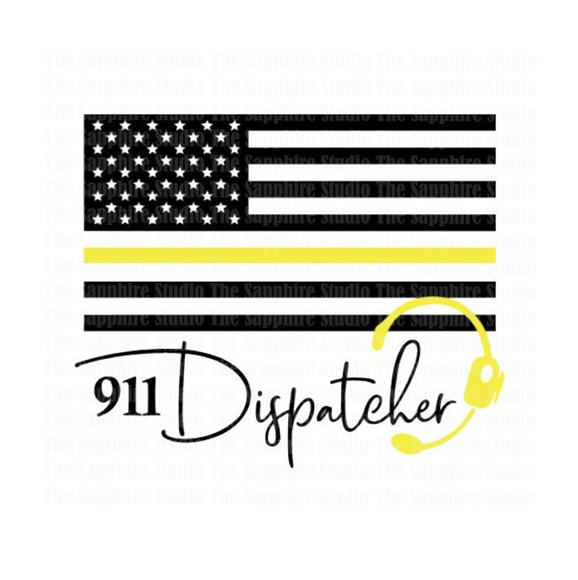 911 Dispatcher Flag Thin Gold Line PNG DIGITAL DOWNLOAD | Etsy