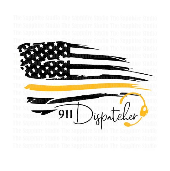 911 Dispatcher Distressed Flag Thin Gold Line PNG DIGITAL | Etsy
