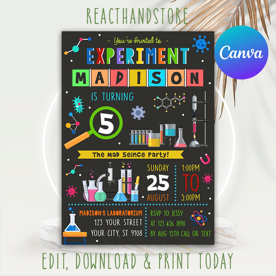 Science Birthday Invitation, Science Birthday, Science Party, Mad ...