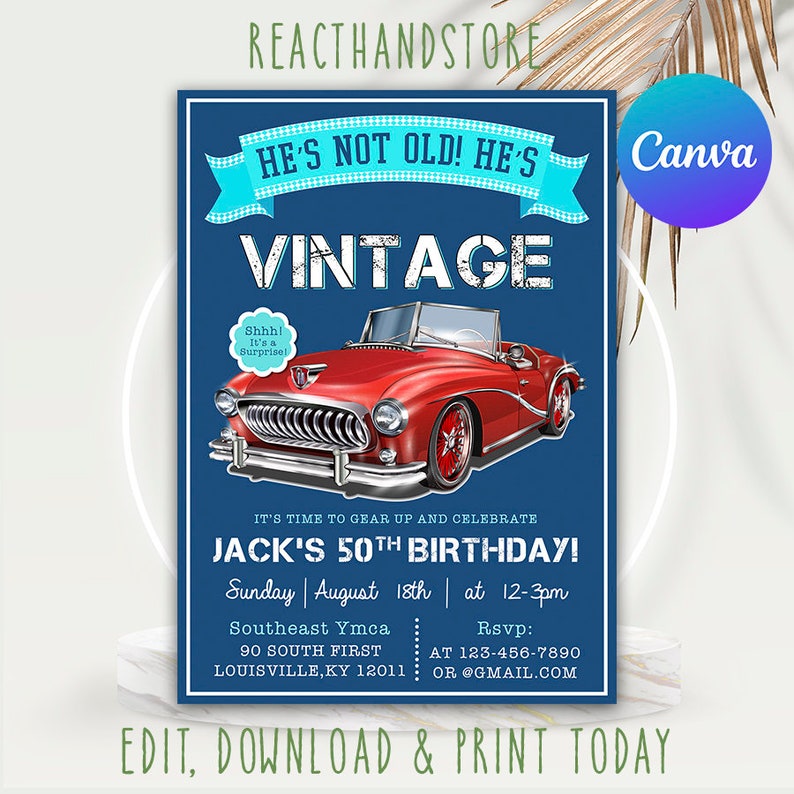 ANY Age, 60th Birthday Invitation, 50th, 65th. Birthday Invitation for ...
