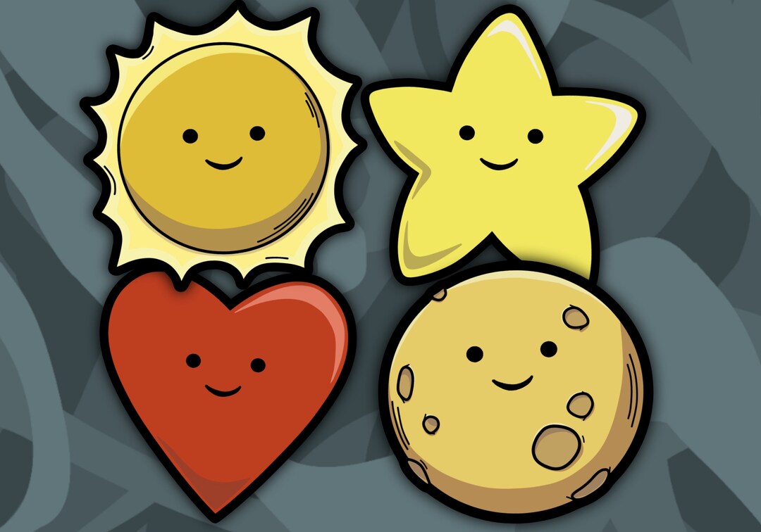 Wooden Fridge Magnet Magnets Shape of Heart, Star, Moon and Smiling Sun ...