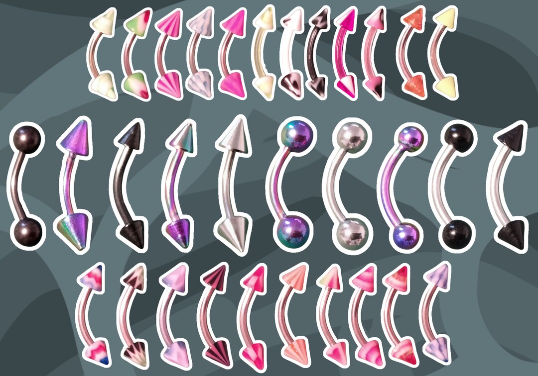 82 Models - Curved Bar Piercing - Curved Rod - (eyebrow, Eyebrow, Lip ...