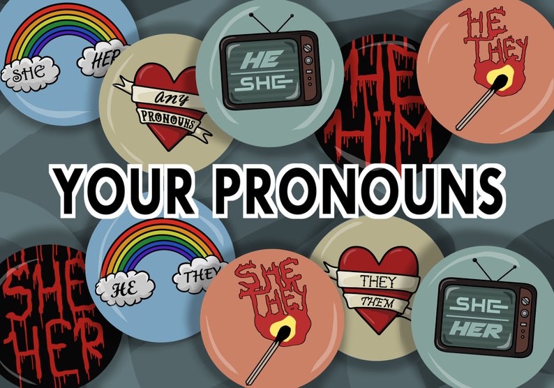 Button Badges Pronouns - Pronoun - They/them - He/they - She/they - He ...