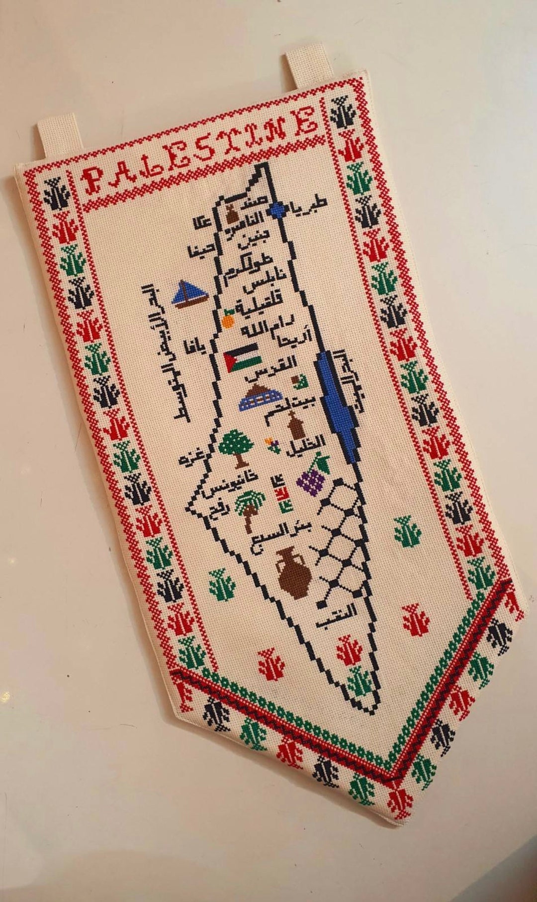 Wall Hanging | Map of Palestine Hanging Hand Falahi Embroidery | Home ...