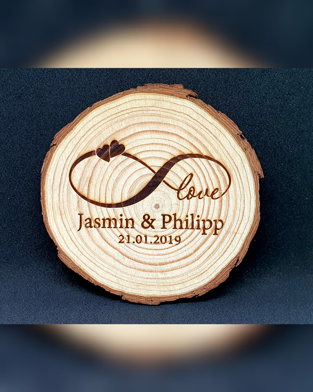 Wedding Day Wooden Disc Engraving Name Date - Etsy UK