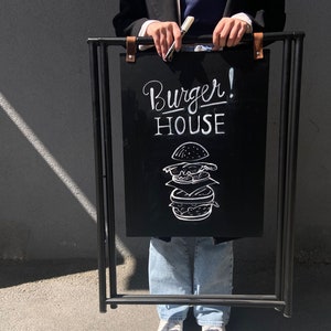 Chalkboard A Frame Sandwich Drawable Erasable Metal Sidewalk Sign ...
