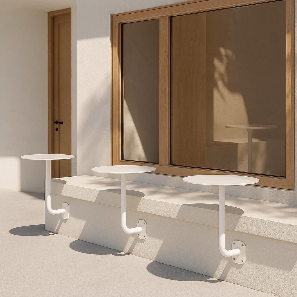 Wall Mounted Cafe Table: Powder-coated Aluminum & Steel - Space Saving ...