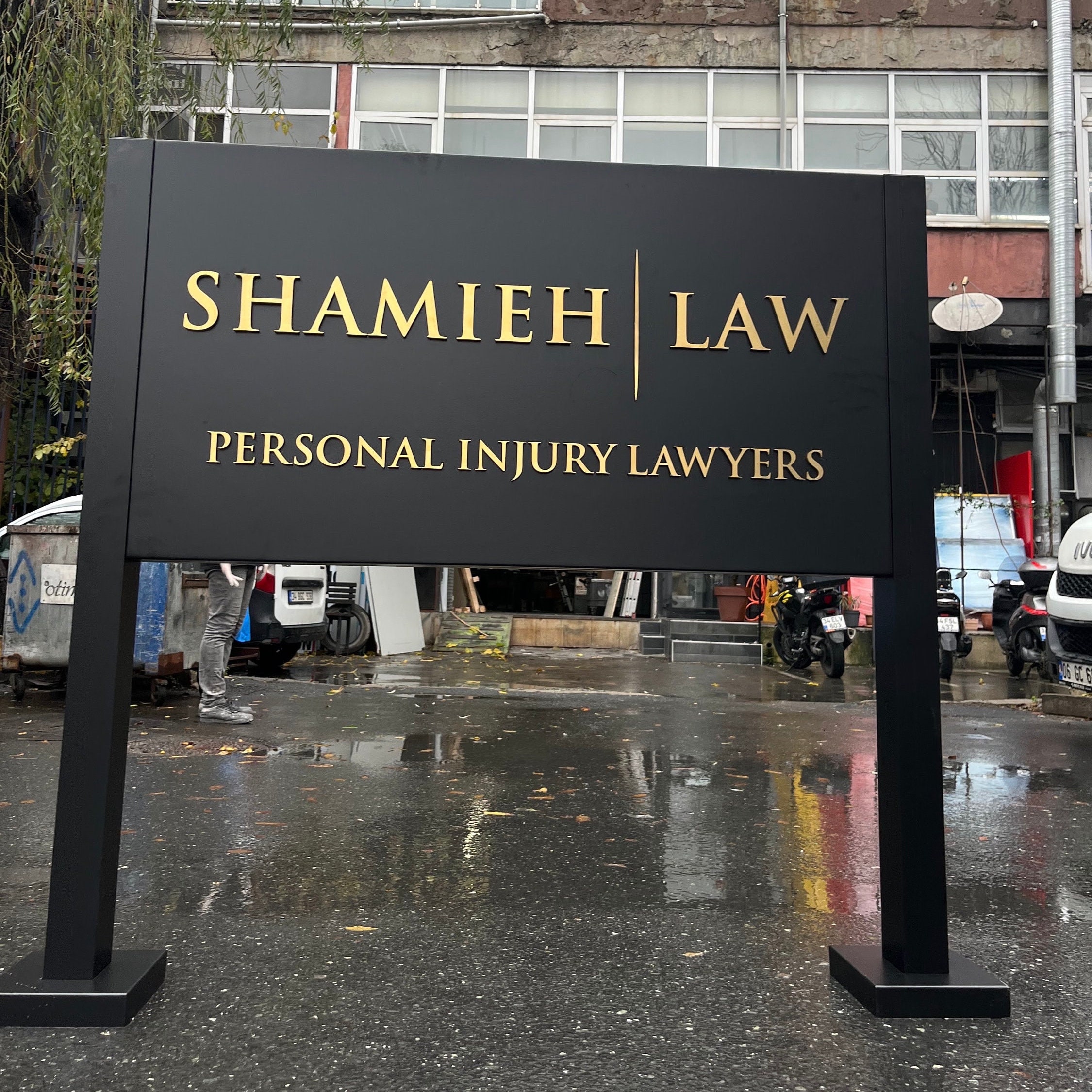 Upright Standing Post Sign With Gold Wording or Company Logo for ...