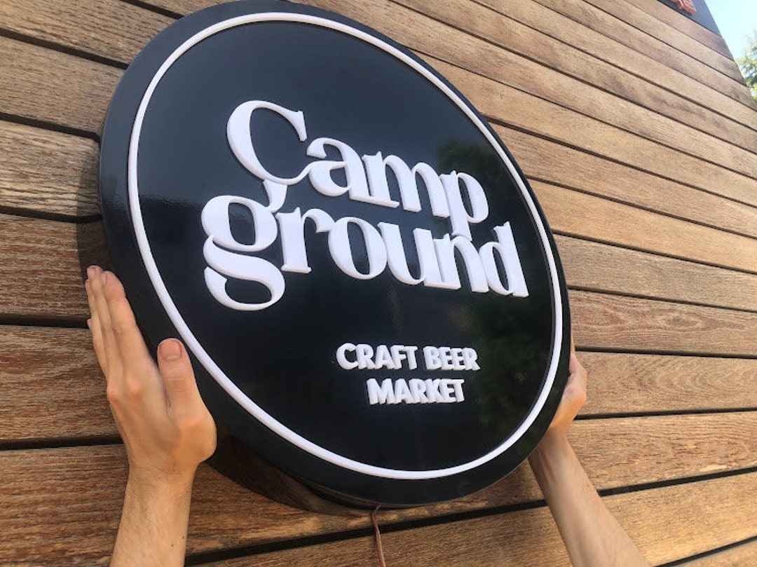 Round Wall Sign Custom Made Store Sign Light Box - Etsy