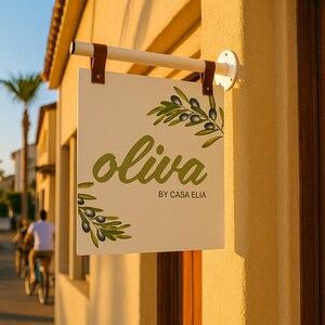 Hanging Double Sided Business Sign: Custom Logo, Metal Storefront Sign ...