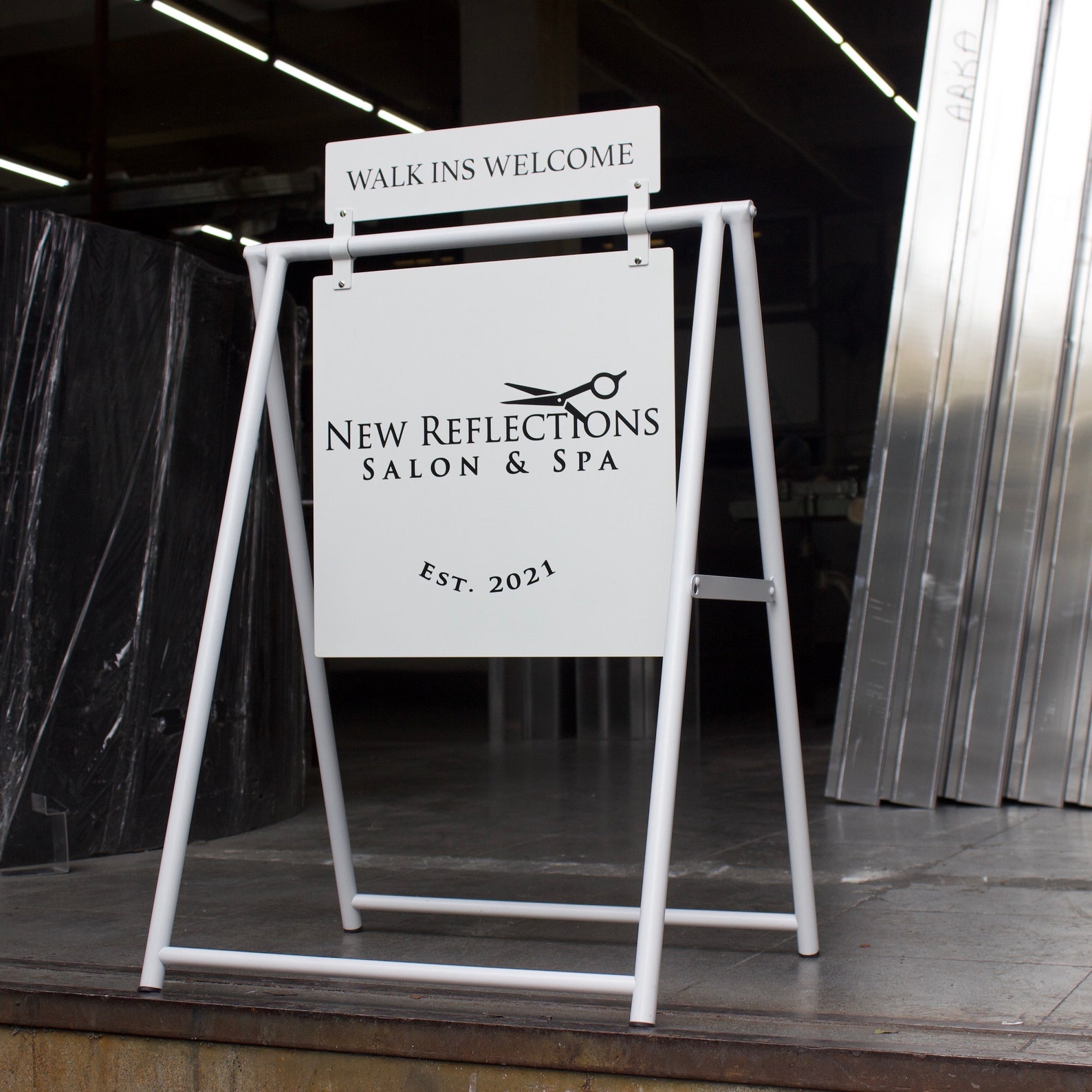 A-frame Sidewalk Sign: Powder Coated Aluminum, Storefront Announcement ...