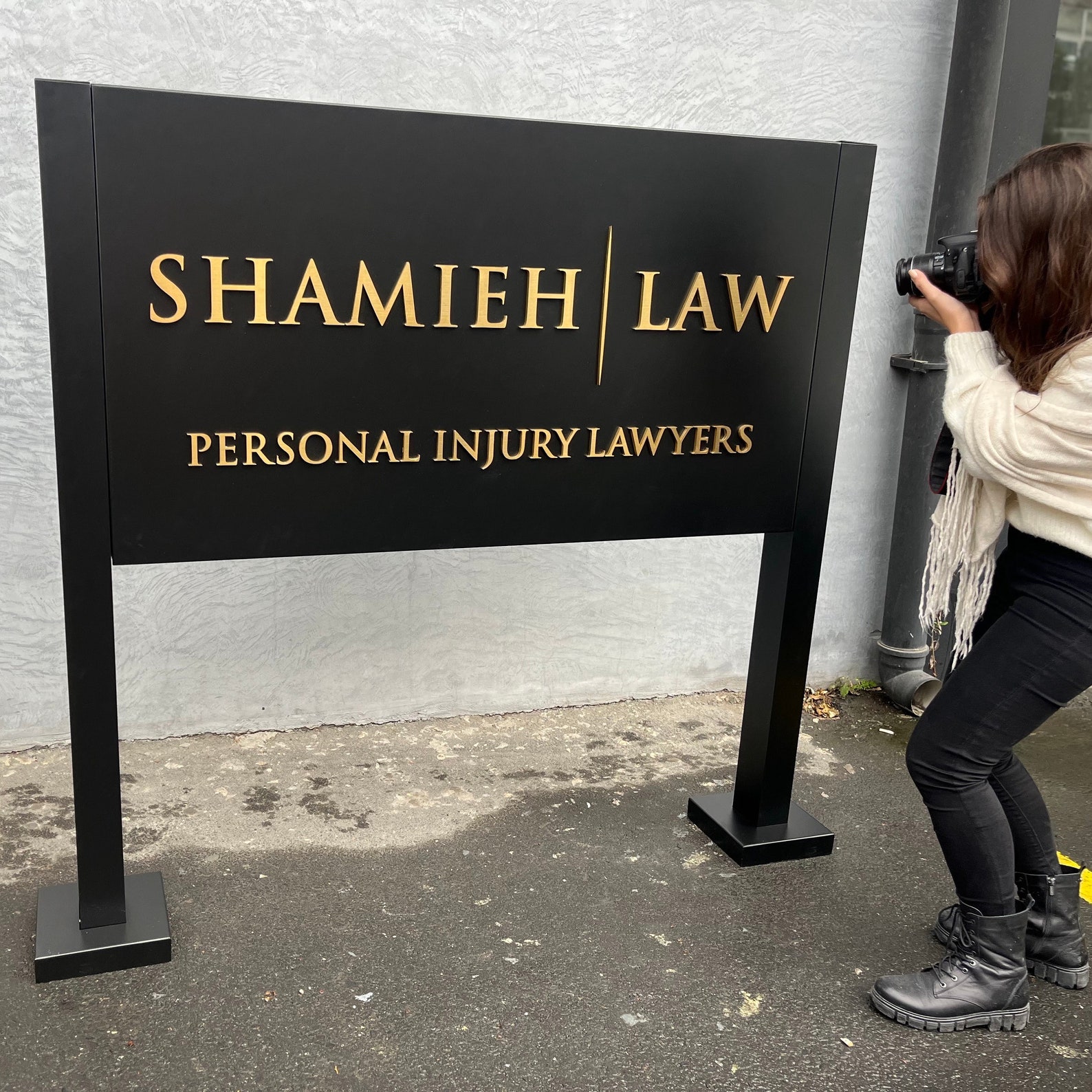 Upright Standing Post Sign With Gold Wording or Company Logo for ...