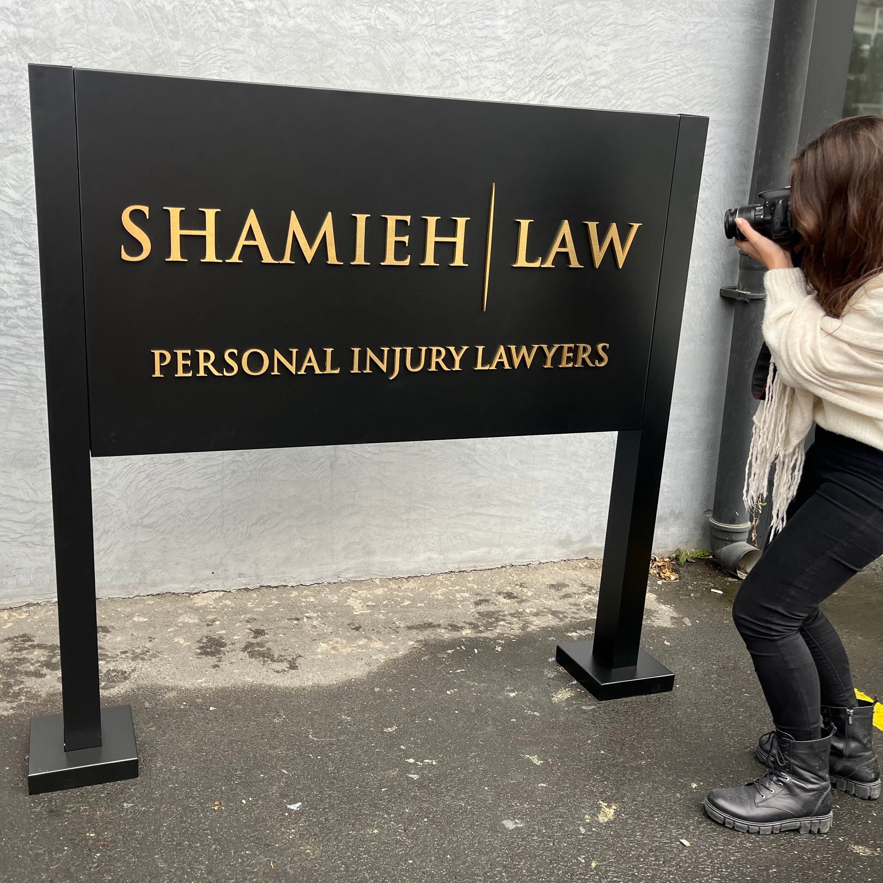 Upright Standing Post Sign With Gold Wording or Company Logo for ...