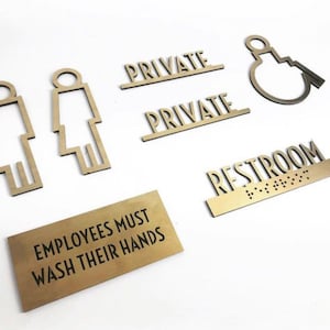 Personalized Wayfinding Pictograms and Name Signs- Gold Stainless Steel ...