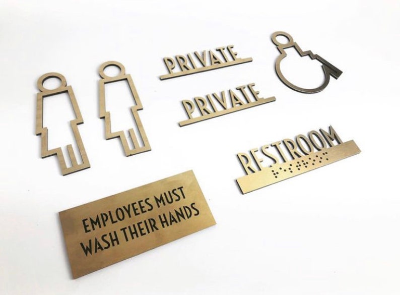 Personalized Wayfinding Pictograms and Name Signs- Gold Stainless Steel ...