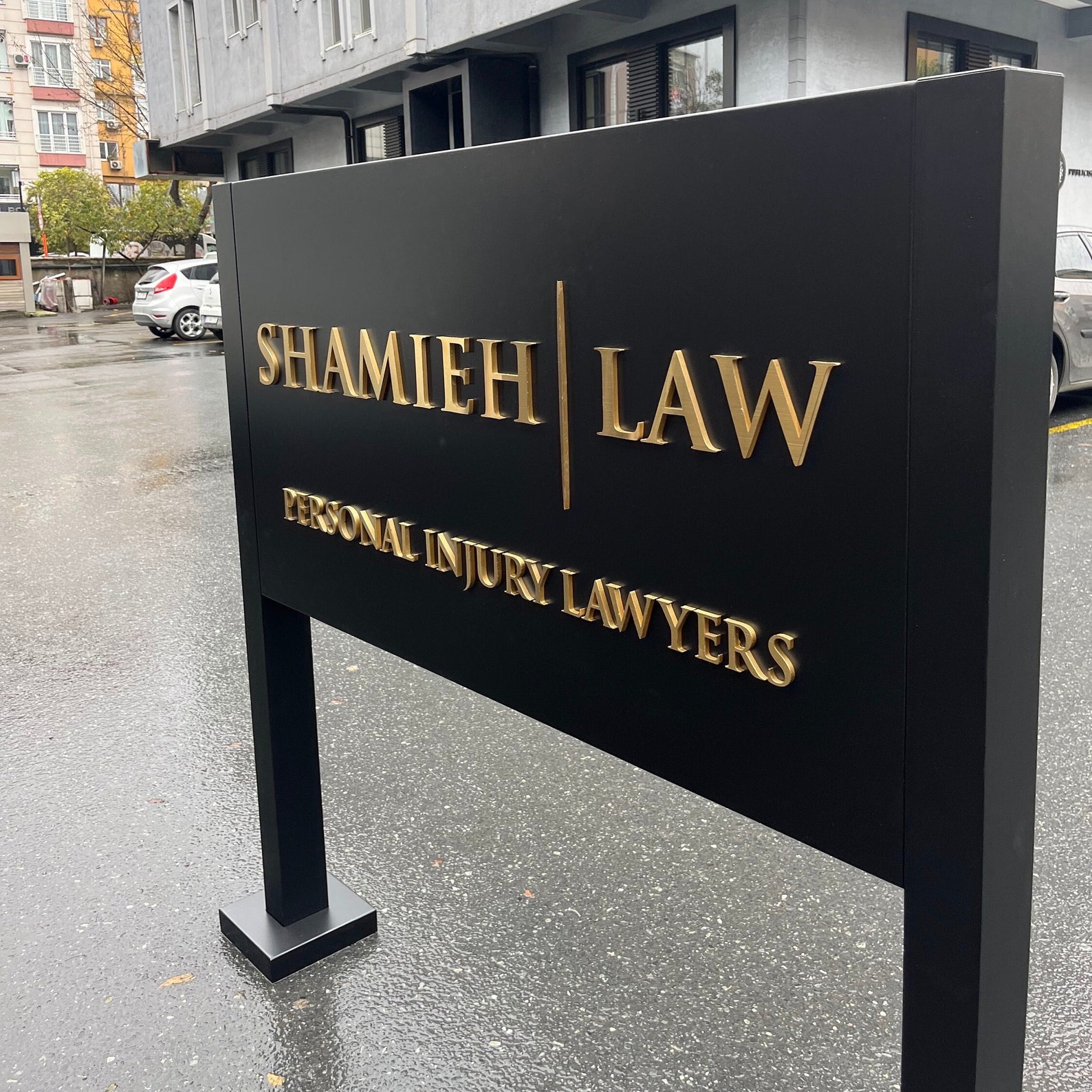 Upright Standing Post Sign With Gold Wording or Company Logo for ...
