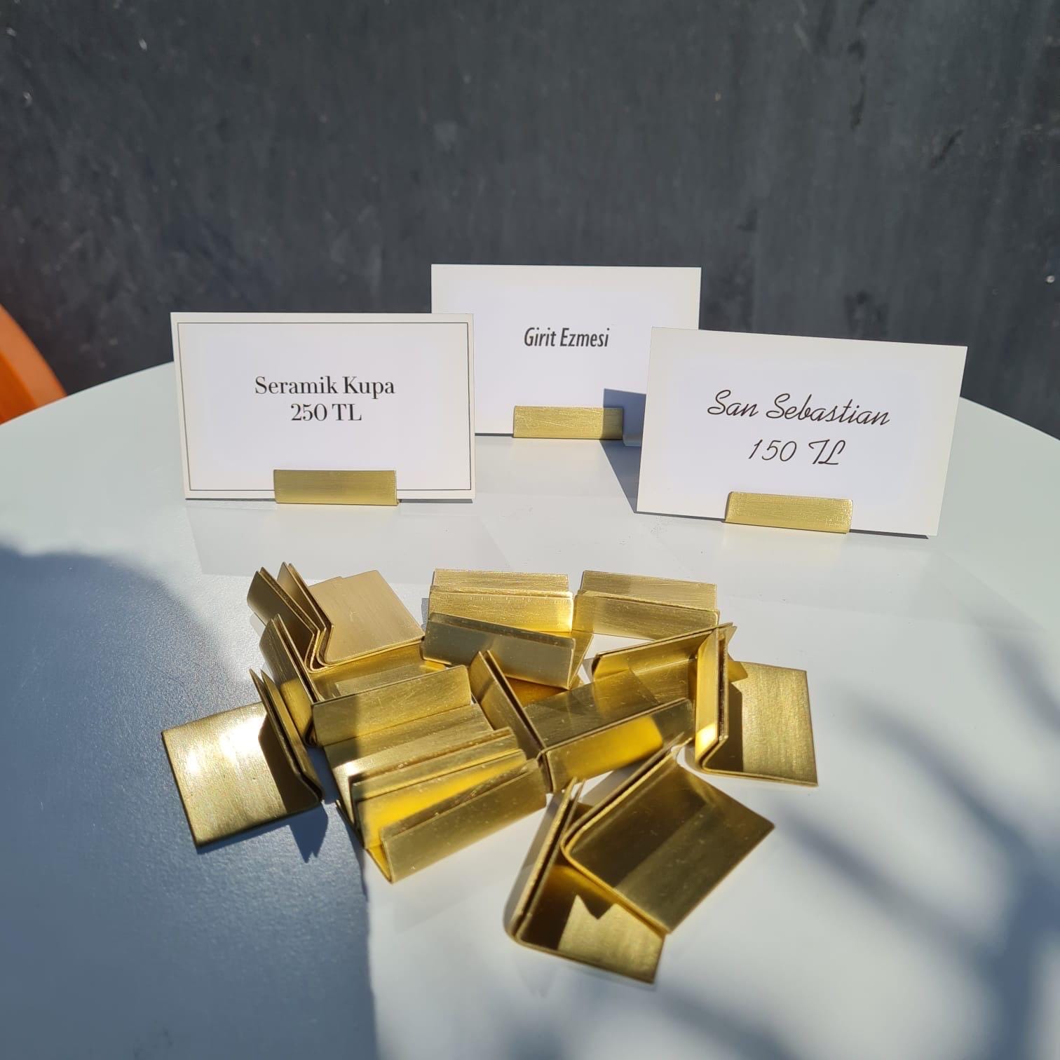 Brass Card Holder Sign: Tabletop Label Display With Blank Cards (min ...