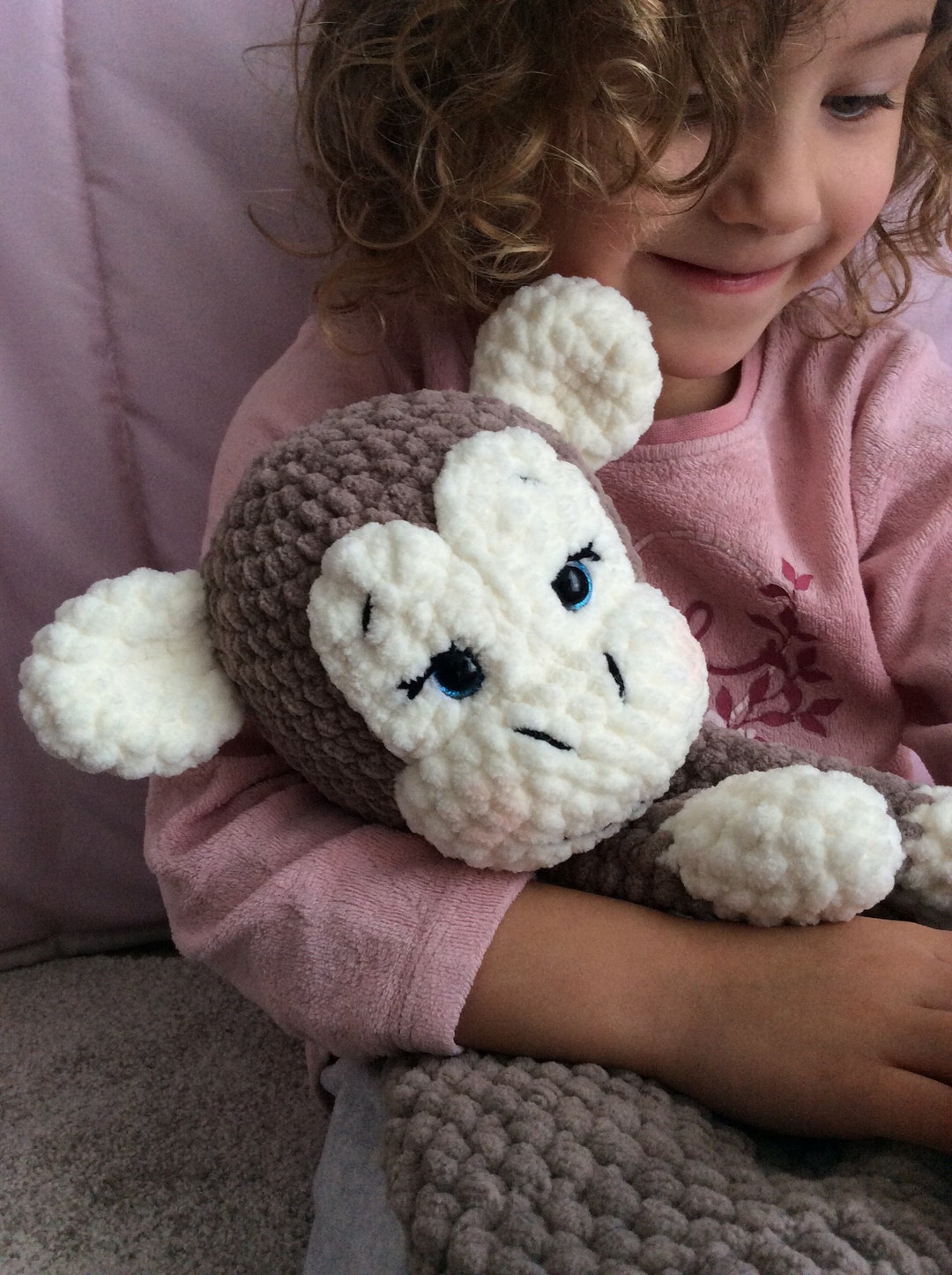 Monkey Snuggler Toy Jungle Nursery Decor Monkey Lovey Toddler Snuggler ...