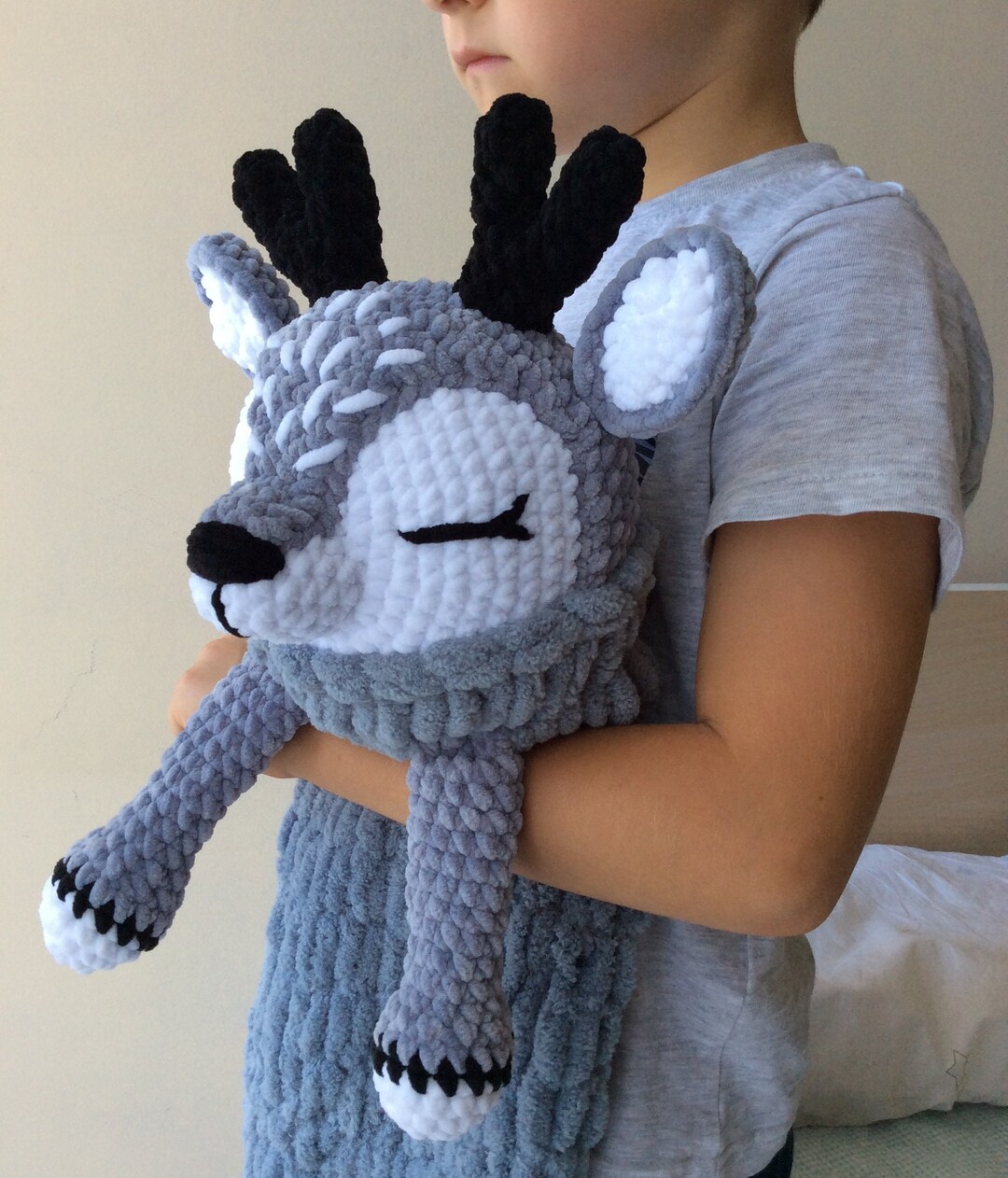 Large Crochet Deer Snuggler. Super Soft Plush Deer. Gift for Boys ...