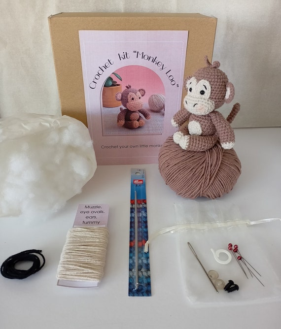 DIY Crochet Kit for a Cute Little Monkey Toy or Keychain. - Etsy