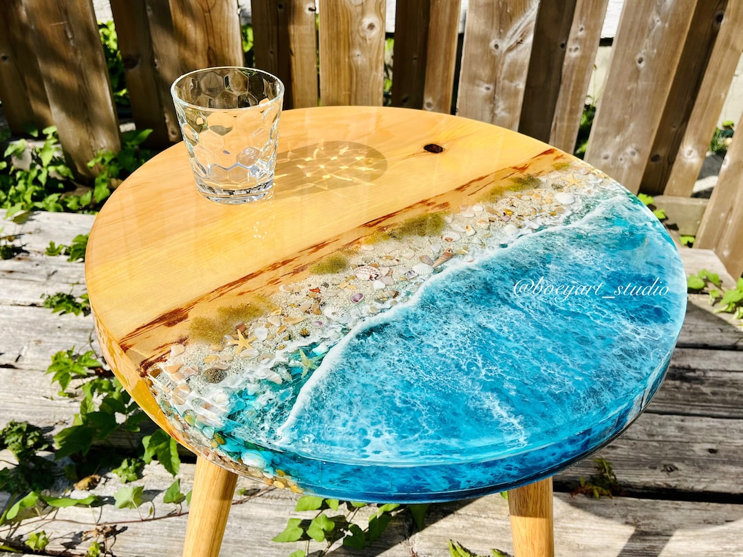 Large 20” Ocean End Table, Ocean Coffee Table, Made to Order - Etsy