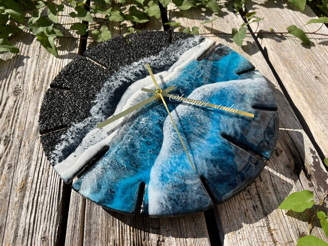 12” Ocean Clock, Handmade Resin Clock, Beach Clocks, House Warming Gift ...