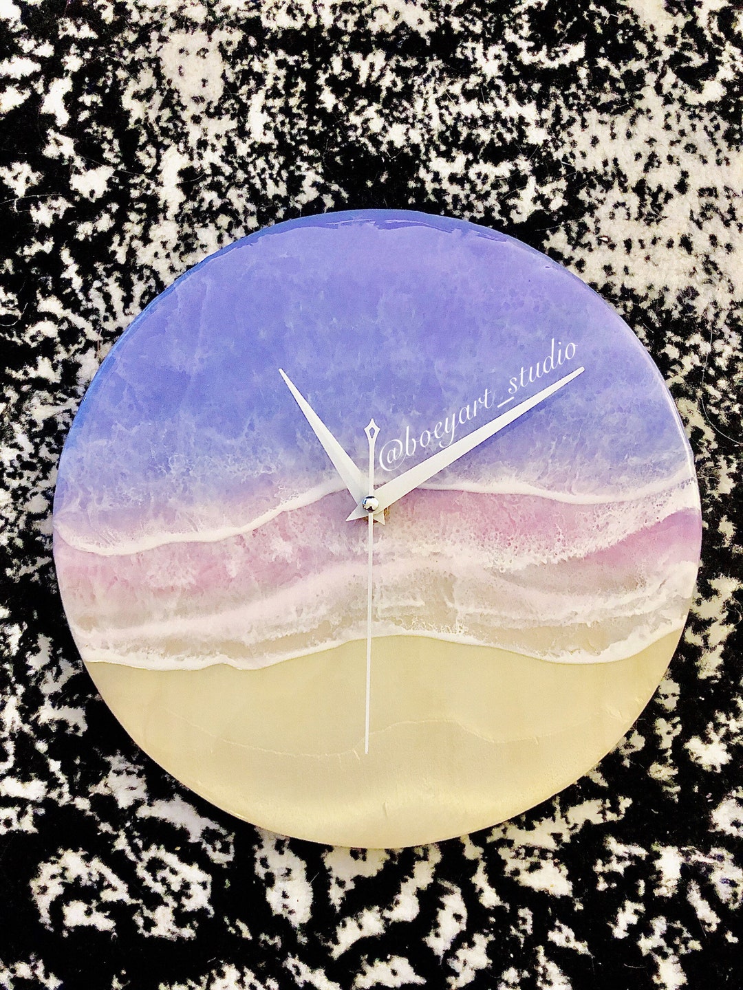 Ocean Clock - Beach - Handmade - Resin Art - Purple Pink - Made to ...