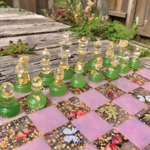 Floard Chess Board, Flower Chess Board Set, Butterfly Chess Board, Made ...