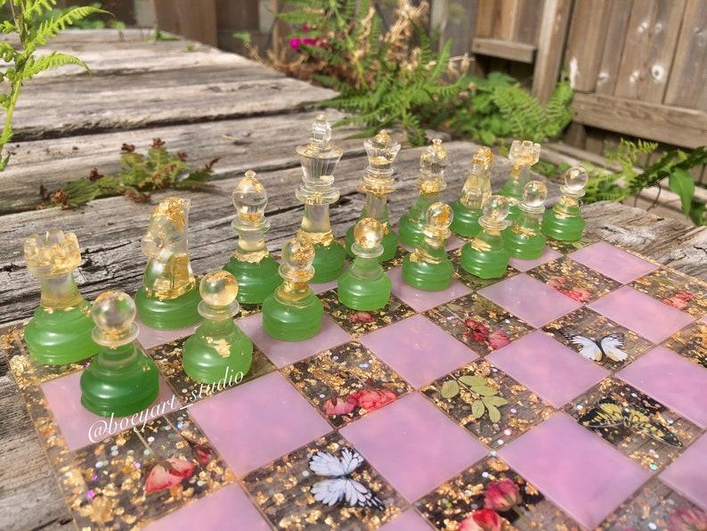 Floral Resin Chess Board Set: Butterfly & Flower Chessboard (12.2”) - Etsy