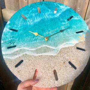 Ocean Clock, Handmade Resin Clock, Beach Clocks, House Warming Gift ...