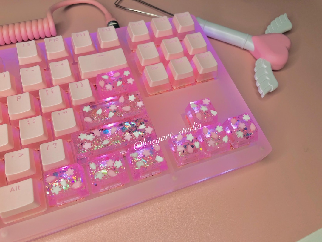 Handmade Cherry Blossom Resin Keycap: Sakura Gaming Keycap - Etsy