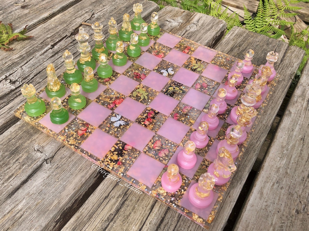 Floard Chess Board, Flower Chess Board Set, Butterfly Chess Board, Made ...